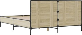 Rám postele dub sonoma 160 x 200 cm kompozitní dřevo a kov 3280008