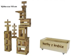Dětská dřevěná stavebnice Kostky z krabice, 126 kusů