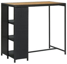 Barový stolek s úložným regálem černý 120x60x110 cm polyratan 313478