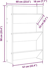vidaXL Marketos Nástěnné botníky 2 ks bílé 60 x 18 x 90 cm dřevotříska