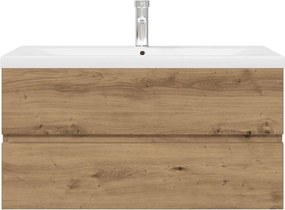 Umyvadlová skříňka s vestavěným umyvadlem a baterie dub artisan 3328936