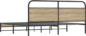 Kovový rám postele bez matrace kouřový dub 200 x 200 cm 3318677