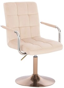 LuxuryForm DESIGN Otočná židle VERONA VELUR na zlatém talíři - krémová