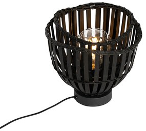 Orientální stolní lampa černá bambus - Pua