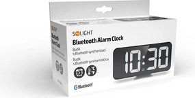 SOLIGHT Digitální hodiny s Bluetooth synchronizací, LED displej, teploměr, budík, černé
