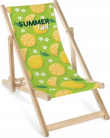 Dřevěné Lehátko Summer Kid Zelenožluté s potiskem Citronů