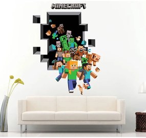 Živá Zeď Samolepka na zeď Minecraft díra