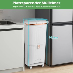 Costway 38 L odpadkový koš s 2 odnímatelnými kbelíky a víkem a nožním pedálem