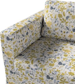 Potah na pohovku IKEA  Karlstad 3-místná, nerozkládací, dlouhý barva žlutá látka pletený vzor, vzorované