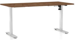 Výškově nastavitelný stůl OfficeTech A, 160 x 80 cm, bílá podnož, dub silverjack