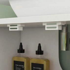 HOMCOM Skříňka pod umyvadlo Moderní koupelnová skříňka s magnetickými dvířky z bambusu a nastavitelnou policí 60x30x60 cm Bílá a přírodní