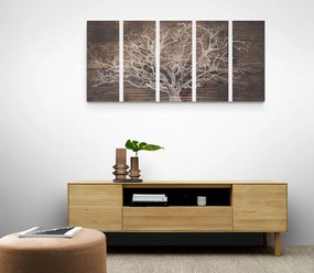 5-dílný obraz koruna stromu na dřevěném podkladu Varianta: 100x50