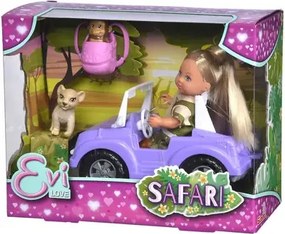 SIMBA Panenka Evička Safari / 12 cm / s autem, opicí, lvem a dalekohle