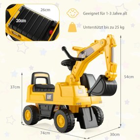 Costway Dětská vyklízecí lopata Funkční bagr Hračka s lopatou Bagr, žluť