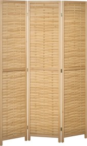HOMCOM 3-panelový paravent, 120 x 170 cm Rozdělovač místností, Bambusová příčka, Skládací zástěna pro soukromí, Příčka pro obývací pokoj a ložnici, Př