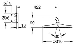 Grohe Rainshower 310 Mono - Set s hlavovou sprchou 422 mm, bez omezení průtoku, chrom 26557000