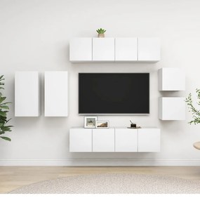 8dílný set TV skříněk bílý kompozitní dřevo 3078704