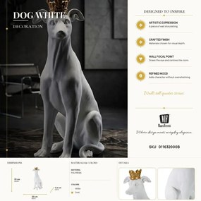 Dekorativní soška Dog 33 cm bílá
