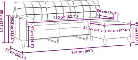 3místná pohovka s podnožkou černá 210 cm samet 3278282