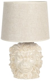 Béžová stolní lampa s hlavou lva - Ø 30*49 cm E27/max 1*60W