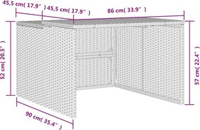 vidaXL Garáž pro robotickou sekačku černá 86 x 90 x 52/57 cm polyratan
