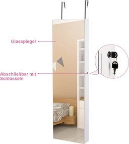 Costway Šperkovnice nástěnné zrcadlo s LED osvětlením zrcadlová skříňka