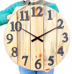 M.Clock Velké nástěnné dřevěné hodiny 49cm hnědé