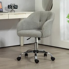 HOMCOM Kancelářská židle Homeoffice, ergonomická kancelářská židle s houpací funkcí, vzhled teddy sametu 56 x 61 x 86 cm šedá