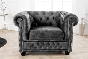 Designové křeslo Chesterfield antik šedé