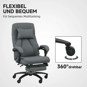 Vinsetto Masážní kancelářská židle, USB rozhraní, otočná kola, tmavě šedá