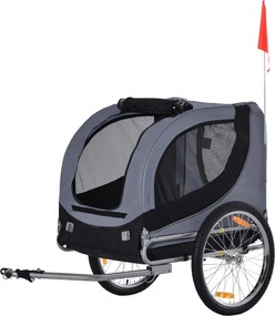PawHut Přepravník pro psy na kolo Šedá+Černá 130 x 73 x 90 cm | Aosom