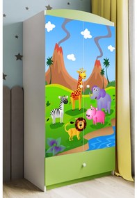 Dětská skříň Babydreams 90 cm safari zelená