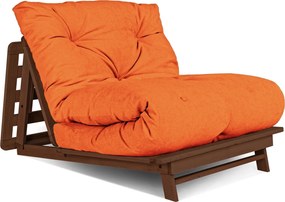 Marior Home Rozkládací futonové křeslo / pohovka Layti - 90 cm / Oranžová / Ořech olejovaný