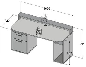 Nejlevnější nábytek Herní stůl ROLWAL typ 3, černý mat, 5 let záruka