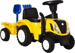 HOMCOM dětské jezdící auto s přívěsem pro 2 roky, žluté dětské vozidlo traktor z plastu a kovu, jezdící vozidlo pro interiér a exteriér | Aosom.de