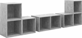6dílný set TV skříněk betonově šedý kompozitní dřevo 3080055