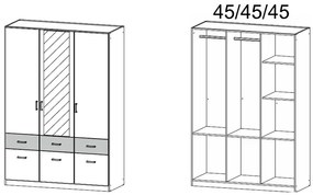 Šatní skříň Bremen, 136 cm, dub sonoma/bílá