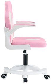 Dětská otočná židle ODELIA ekokůže a plast, růžová a bílá