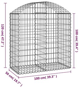 Klenutý gabionový koš 100 x 50 x 100/120 cm pozinkované železo