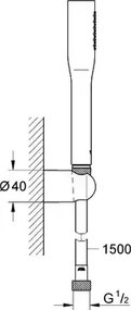 Grohe Vitalio Get Stick - Set sprchové hlavice držáku a hadice chrom