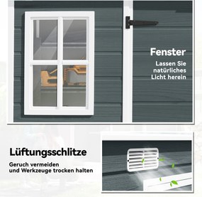 Outsunny zahradní domek 3,2 m² (303 × 123 × 197 cm) – plastový skladovací domek s okny, dvoukřídlými dveřmi, uzamykatelným větráním a podlahou ve vzh…