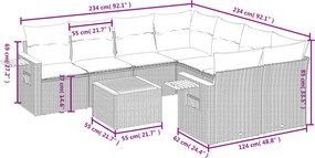 9dílná zahradní sedací souprava s poduškami černá polyratan 3259067