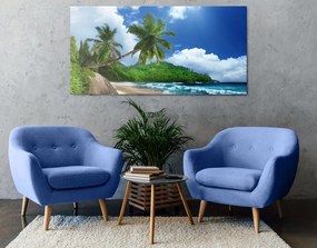 Obraz nádherná pláž na ostrově Seychely - 120x60 cm
