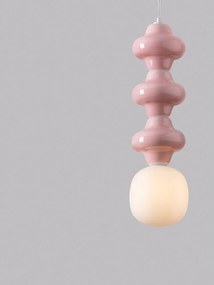 Bílé/světle růžové keramické závěsné svítidlo se skleněným stínidlem ø 18 cm Clio – Nova Luce