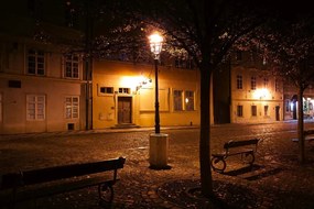 DIMEX | Samolepicí vliesová fototapeta na zeď Kampa Praha MA-5-0746 | 375 x 250 cm | černá, žlutá, šedá