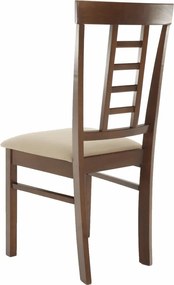 Jídelní dřevěná židle VELIN - dřevo, látka, ořech / béžová