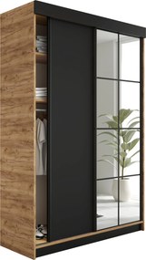 Posuvná skříň LAMARO - 138x205x59 - dub Craft zlatý a černý