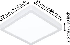 Eglo 901312-LED Str. svítidlo FUEVA LED/10,5W/230V 2700/4000/6500K 22x22 cm bílá