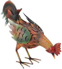 Zahradní kovová figurka Rooster, 32 cm, vícebarevná