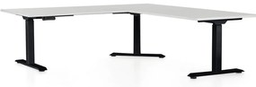 Výškově nastavitelný stůl OfficeTech Angle, 180 x 200 cm, černá podnož, světle šedá